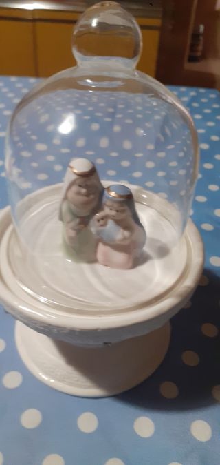 Alzatina in vetro e porcellana Natività