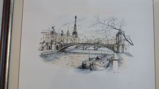 Quadro cornice in legno vetro tour eiffel vintage