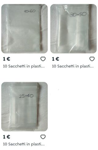 30 sacchetti in plastica di diverse dimensioni