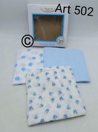 Set 3 pezzi quadrato garza 