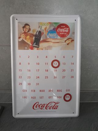 Calendario perpetuo Coca Cola in metallo