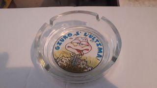 Posacenere in vetro con scritta simpatica nuovo 