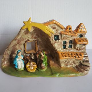 Presepe in terracotta decorato a mano cm.14xh.9