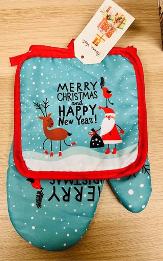 Set guanto forno e presina Merry Xmas