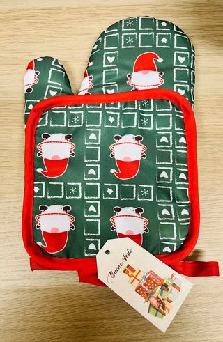 Set guanto forno e presina Babbi Natale 