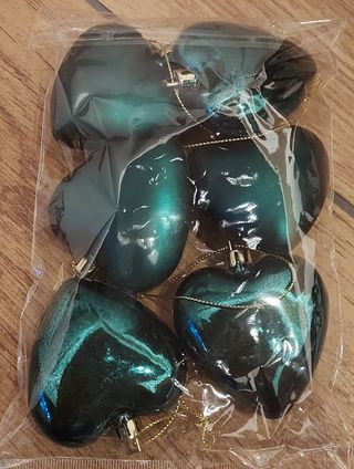 6 cuori verdi per albero di natale