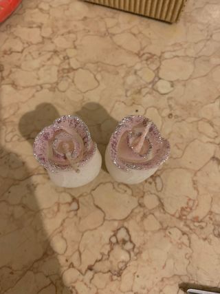 Set 2 candele rose rosa nuove