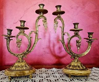 Antica coppia di candelabri a luci h.42cm