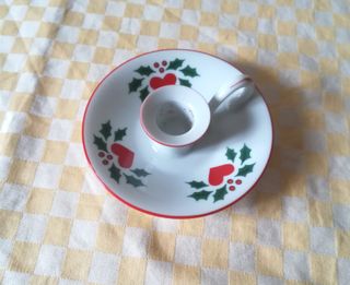 Portacandela ceramica bianca japan Natale