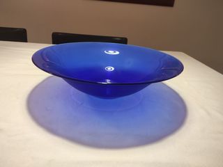 Grande Centrotavola in Vetro Blu Vintage