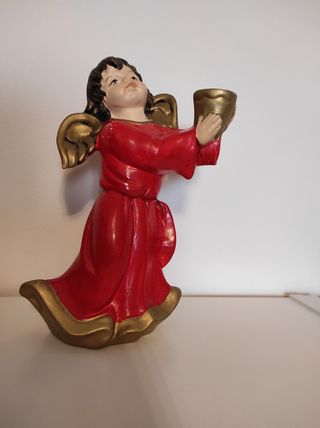 Angelo in ceramica con porta candela