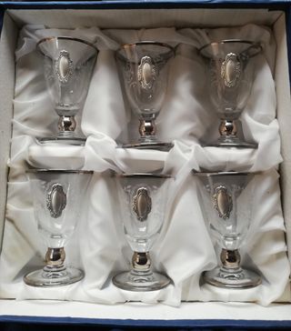 set 6 Bicchieri cristallo argento made in Italy