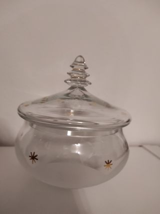 Ciotola vetro, decorazione satinata e stelle oro