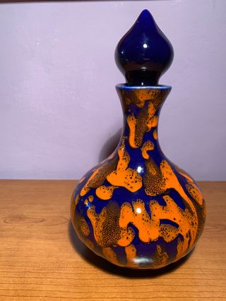 Bottiglia Borsari in vetro blu e arancione