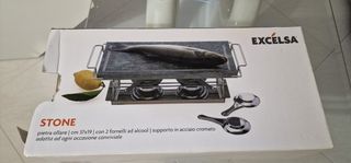Pietra ollare con 2 fornelli ad alcool