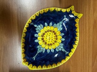 Vassoio blu floreale ceramica Vietrese nuovo