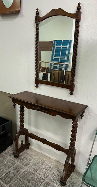 Consolle con specchio in legno 