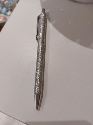 penna argento glitter