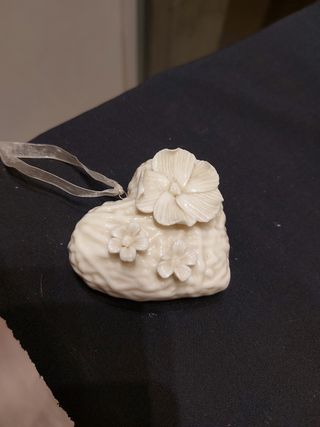 cuore ciondolo porcellana biamco