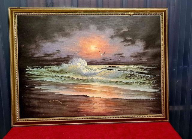 Quadro con stampa gabbiani al tramonto "notturno"  Foto-1