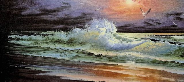 Quadro con stampa gabbiani al tramonto "notturno"  Foto-5