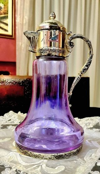 Antica brocca caraffa in vetro h.29cm