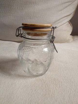 Piccolo Barattolo Decorato in Vetro e Legno