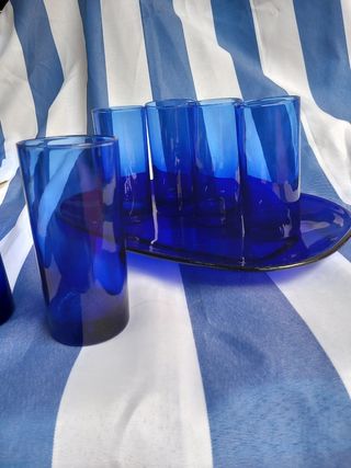 5bicchieri+piatto vassoio vetro 5euro 