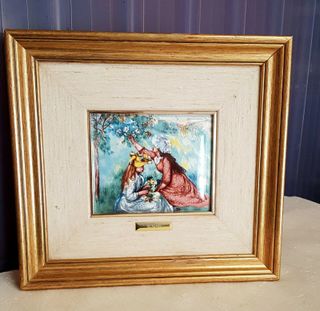 Quadro ragazze che raccolgono fiori renoir ceramic
