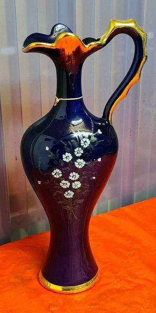 Brocca blu cobalto ed oro zecchino h.34,5cm