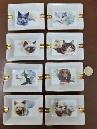 Set 8 mini posacenere in porcellana