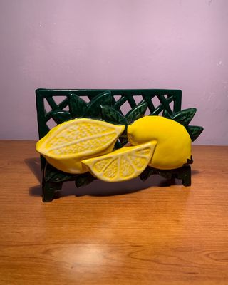 Portatovaglioli verde con limone vintage 