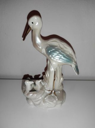 Statuetta cicogna, Capodimonte dipinta a mano 