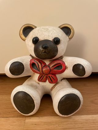 TEDDY VINTAGE THUN BIANCO CON FIOCCO ROSSO 