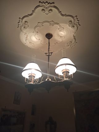 lampadario legno e vetro