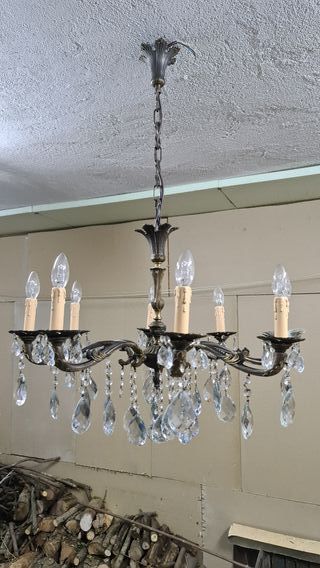 Lampadario a gocce di cristallo 8 luci vintage