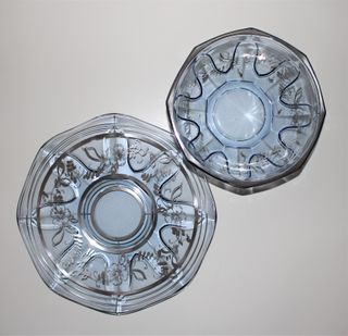 piatto e ciotola vetro e argento vintage art deco