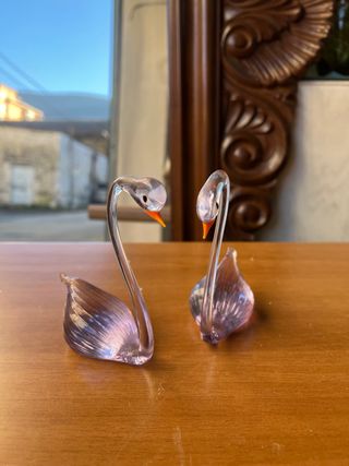 Coppia di cigni in vetro di Murano 