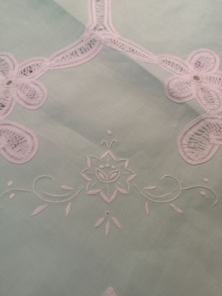 Coperta matrimoniale in puro lino con ricami