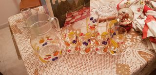 set completo caraffa e bicchieri decorati