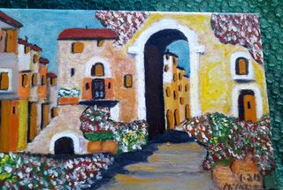 dipinto su tela borgo antico 