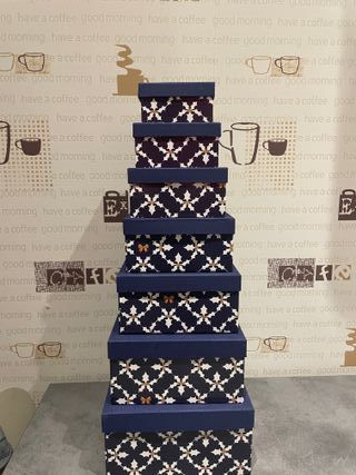 n°7 scatole in cartone rigido rivestite