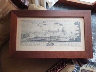 Stampa antica 1642 raffigurante Loreto con cornice