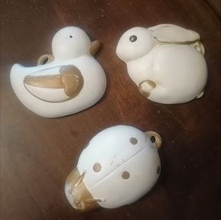 3 Ceramiche Raffiguranti 1 Coniglio,1 Papera ed 1 