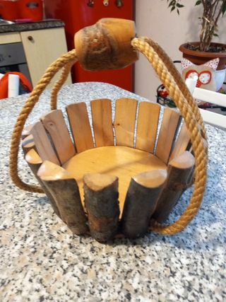 cestino legno artigianale vintage