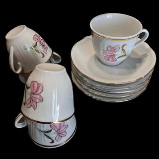 Set vintage di 5 Tazze e Piattini in porcellana