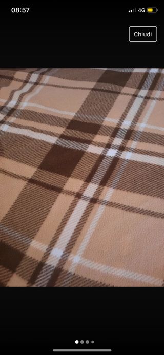 Plaid singolo a quadri beige e bianco 