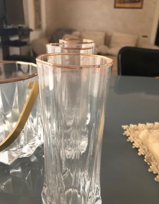 set bicchieri e cestello porta ghiaccio in cristal