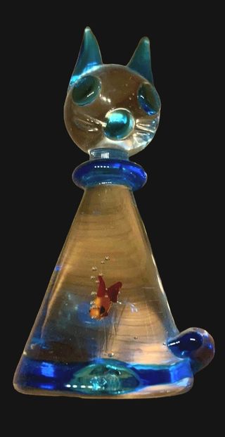 Fermacarte acquario gatto Murano