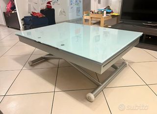 Tavolo saliscendi allungabile, in vetro